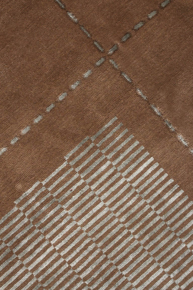 Rug and Kilim's Hand Knotted Austrian Art Deco Style Rug in Brown and ...