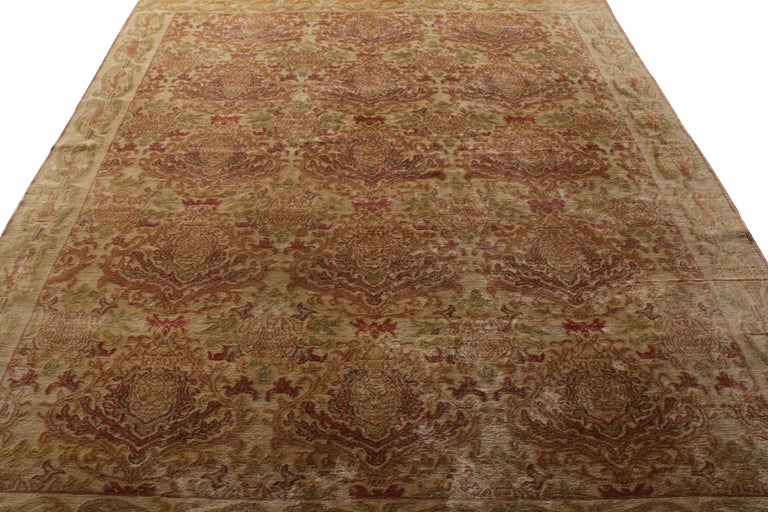 Rug and Kilim's Hand Knotted European Style Rug Beige Brown Pink Floral ...