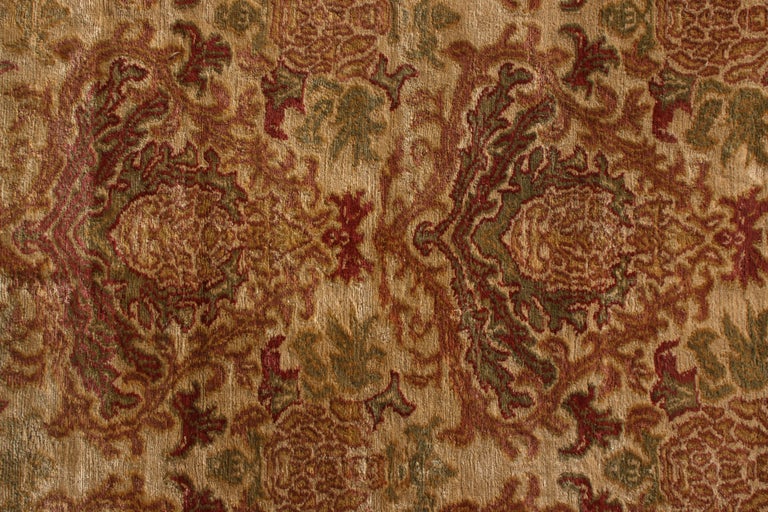 Rug and Kilim's Hand Knotted European Style Rug Beige Brown Pink Floral ...