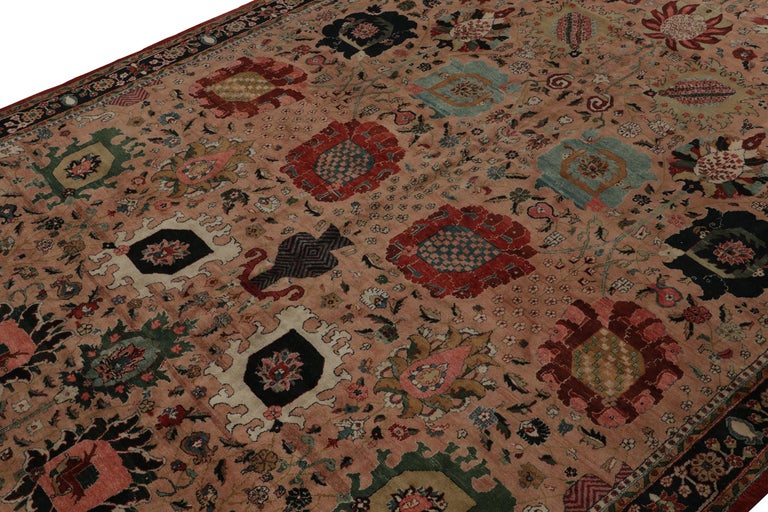 Rug and Kilim’s Persian Style rug in Pink with Polychromatic Floral ...