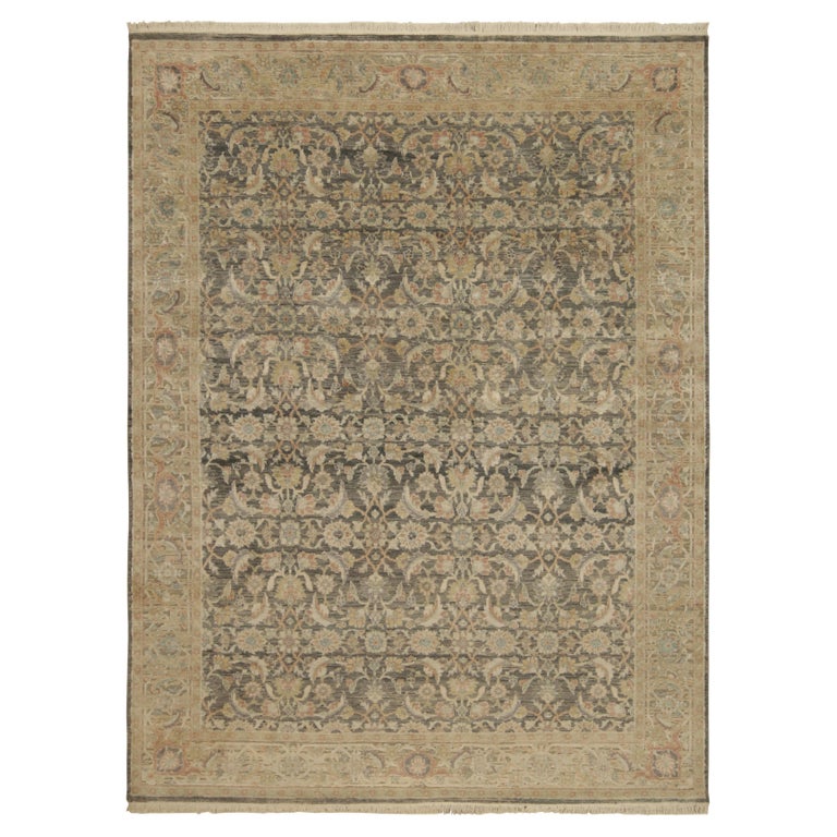 Rug and Kilim’s Herati Style Rug with Gray, Blue and Beige-Brown Floral ...