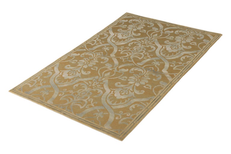 Rug and Kilim’s Italian Style Floral Rug in Beige-Brown and Gray Floral ...
