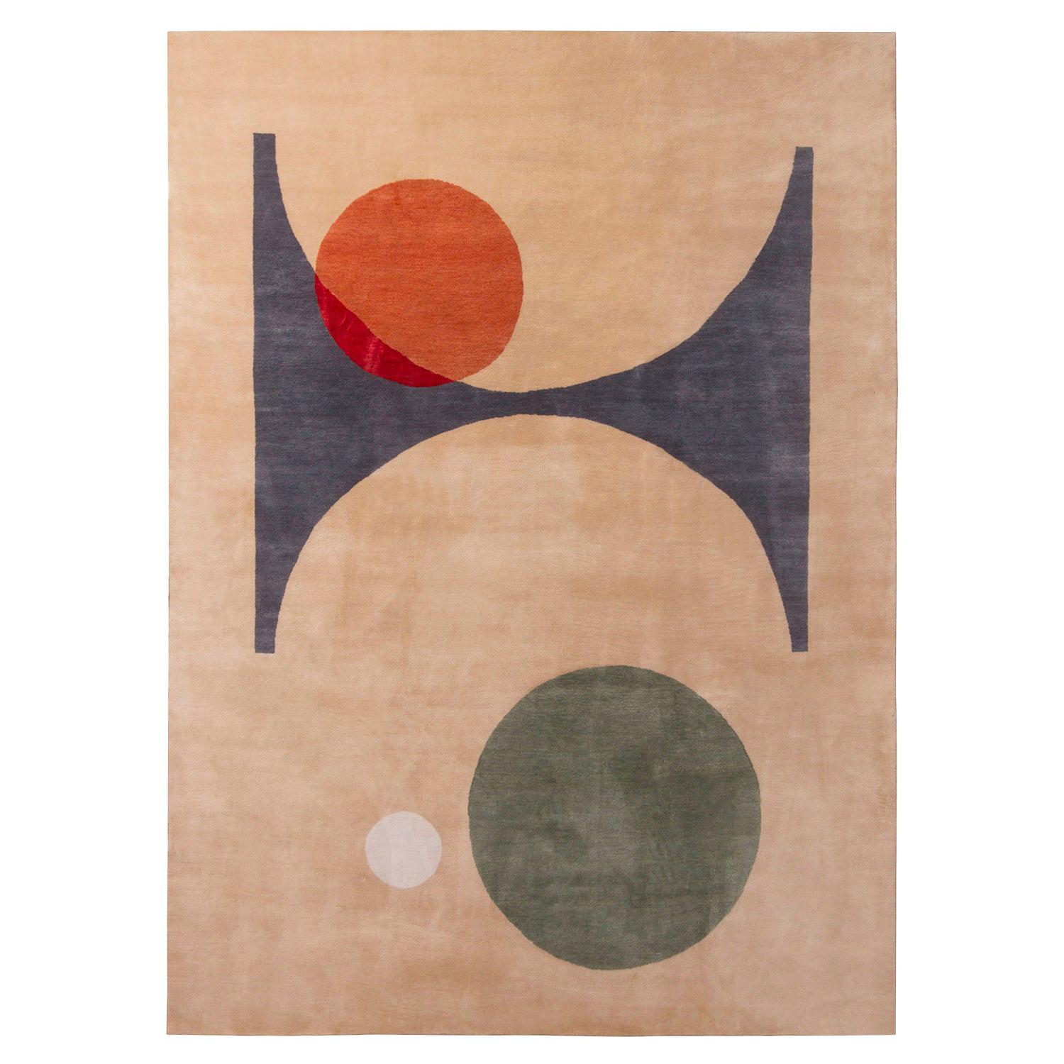 Rug and Kilim’s Mid-Century Modern Geometric Brown and Blue Wool and ...