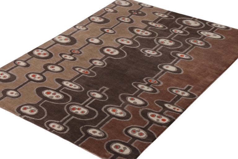 Rug and Kilim’s Mid-Century Modern Rug in Beige Brown Atomic Age ...