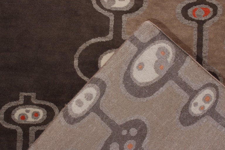 Rug and Kilim’s Mid-Century Modern Rug in Beige Brown Atomic Age ...