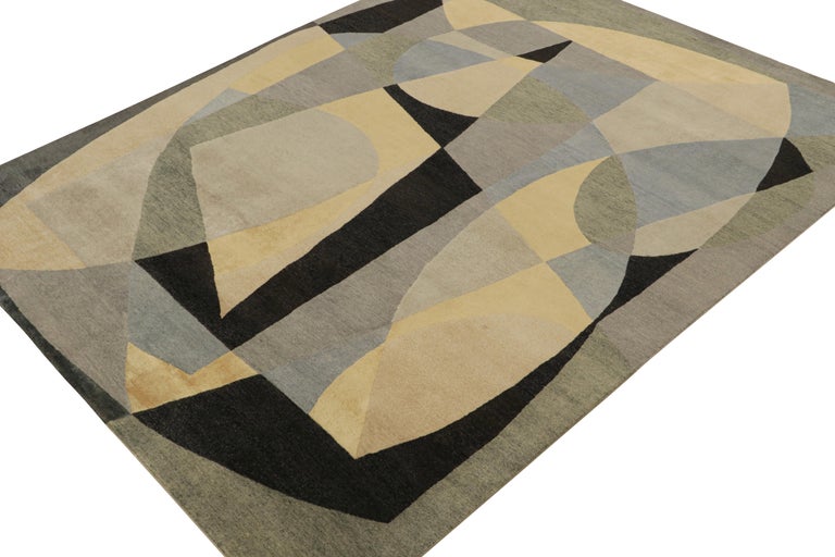 Rug and Kilim’s Mid Century Modern Style Rug in Gray with Geometric ...