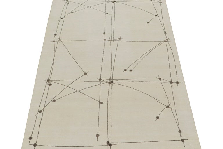 Rug and Kilim’s Mid-Century Modern Style Rug in White and Gray ...
