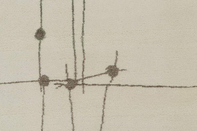 Rug and Kilim’s Mid-Century Modern Style Rug in White and Gray ...