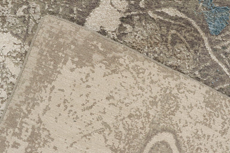 Rug and Kilim’s Modern Abstract Rug in Blue and Silver Patterns For ...