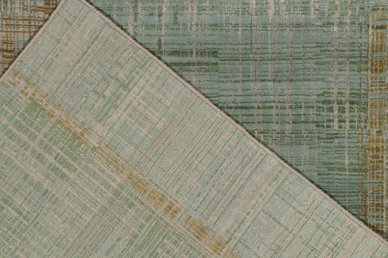 Rug and Kilim’s Modern Abstract Rug in Blue, Green and Greige Geometric ...