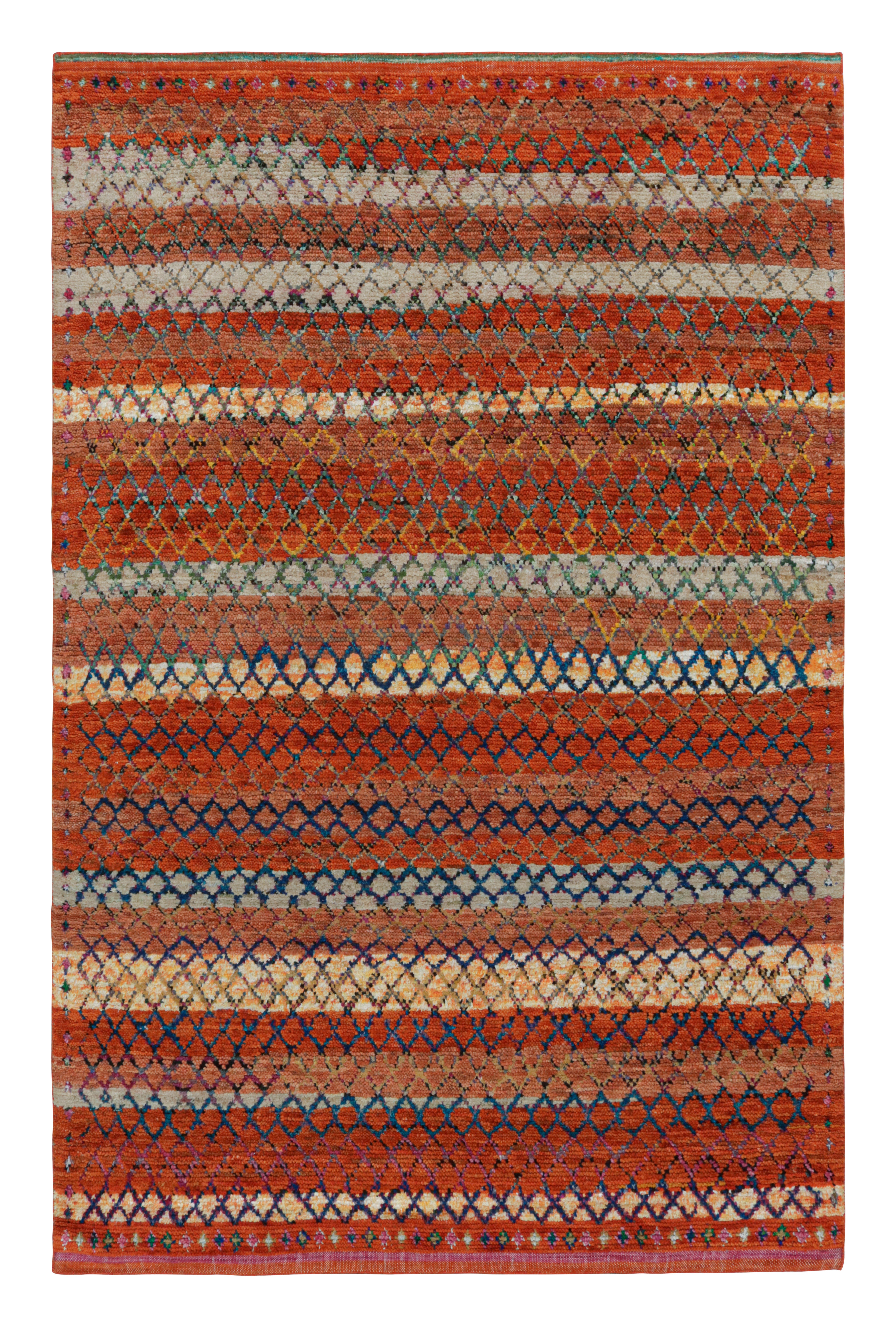 Rug and Kilim’s Modern Moroccan Style Rug with Orange and Beige ...