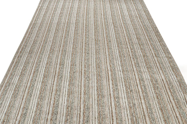 Rug and Kilim’s Modern Oversized Rug in Beige, White and Gray Stripes ...
