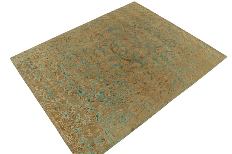 Rug and Kilim’s Modern rug in a Teal and Beige-Brown Abstract Geometric ...