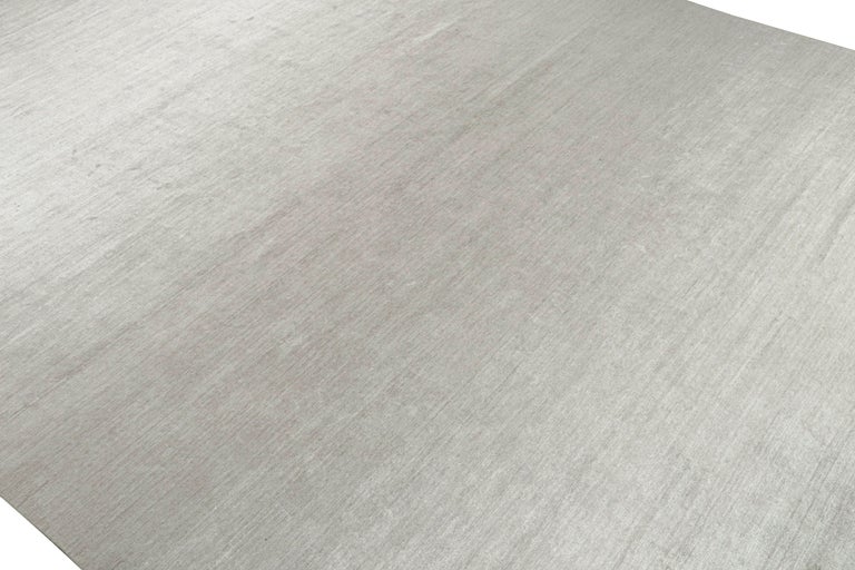 Rug and Kilim’s Modern Rug in Solid Gray and Off-White Striae For Sale ...