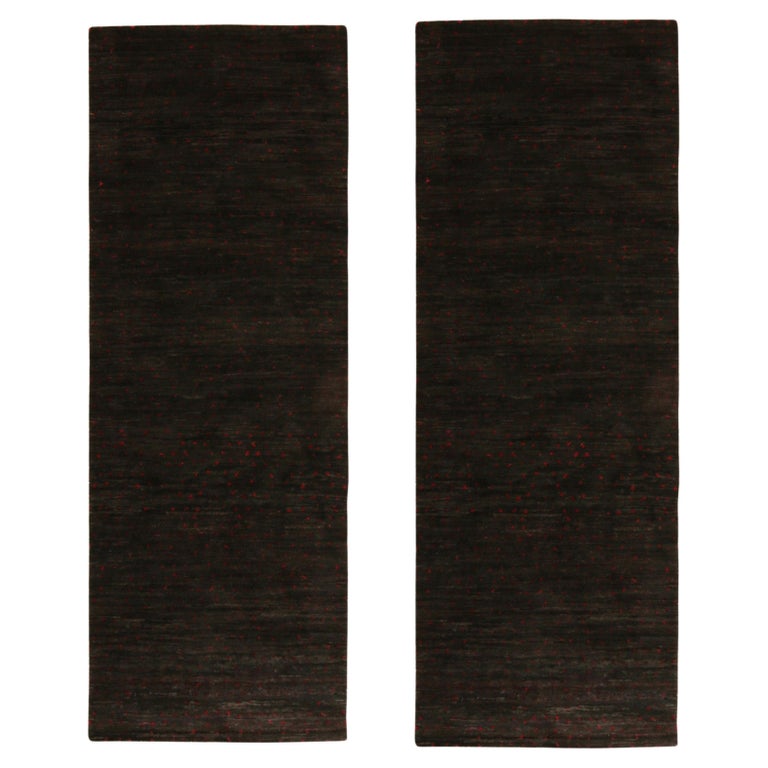 Rug and Kilim’s Modern Runners in Black with Red Dots Pattern For Sale ...