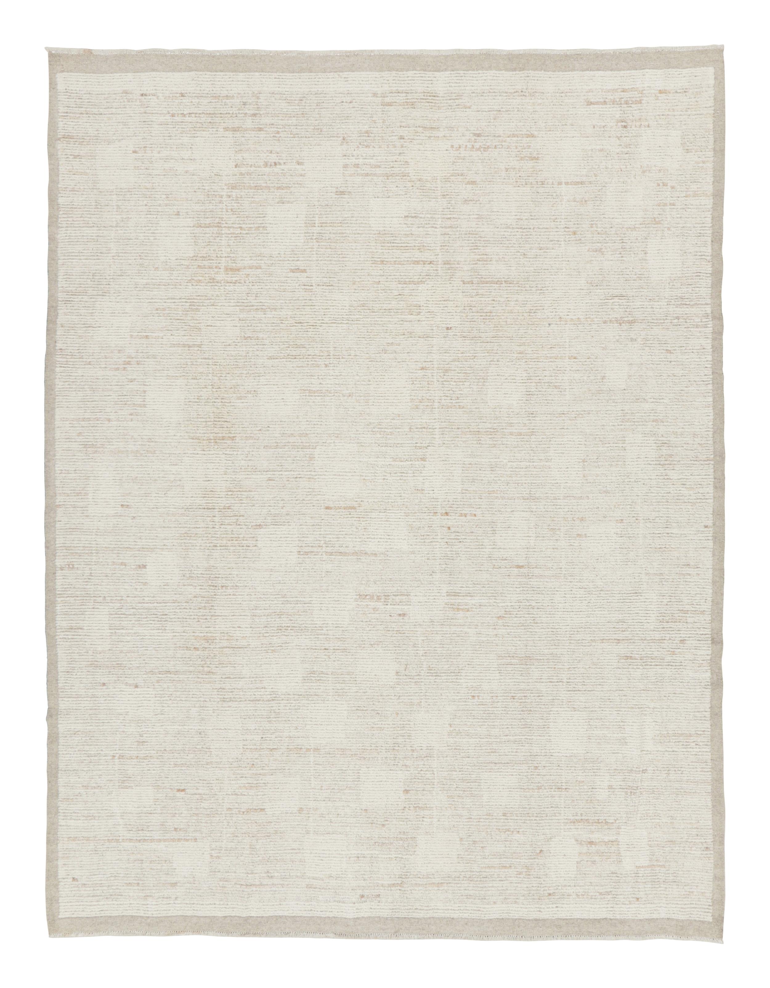 Rug and Kilim’s Modern Textural Rug in Cream White with Ribbed Patterns ...
