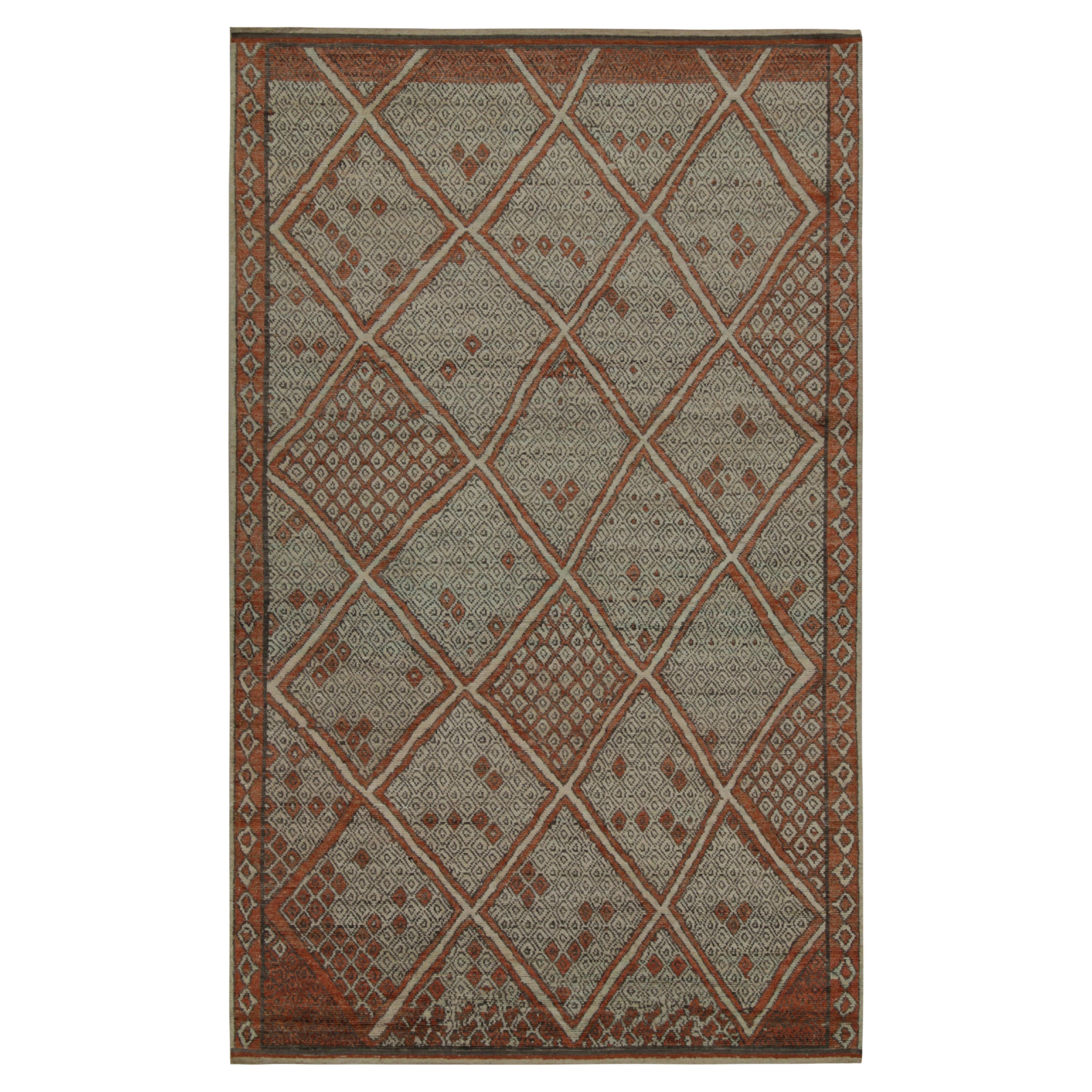 Rug and Kilim’s Moroccan Style Rug in Auburn Orange and White Diamond ...
