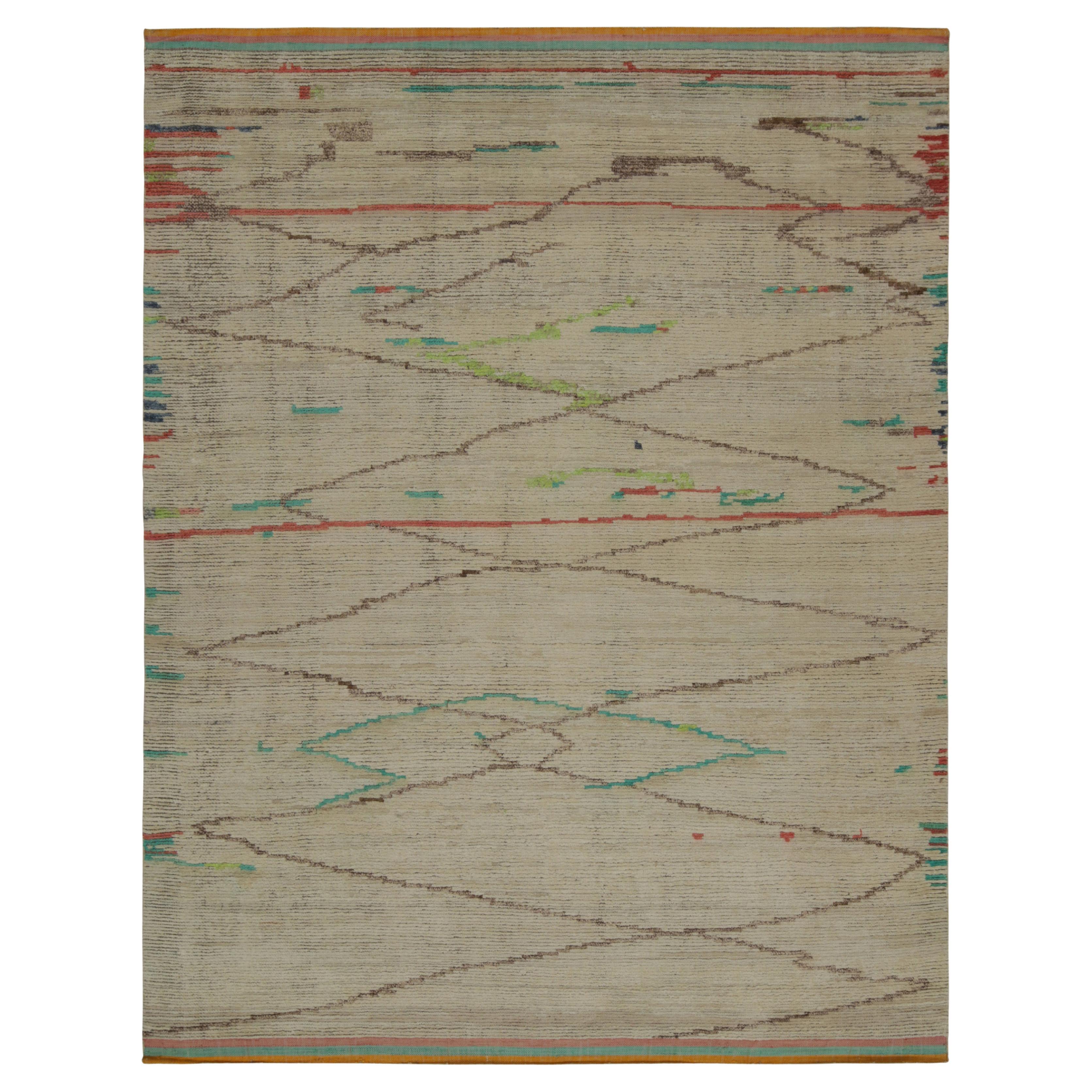 Rug and Kilim’s Moroccan style rug in Beige-Brown, Red and Green ...