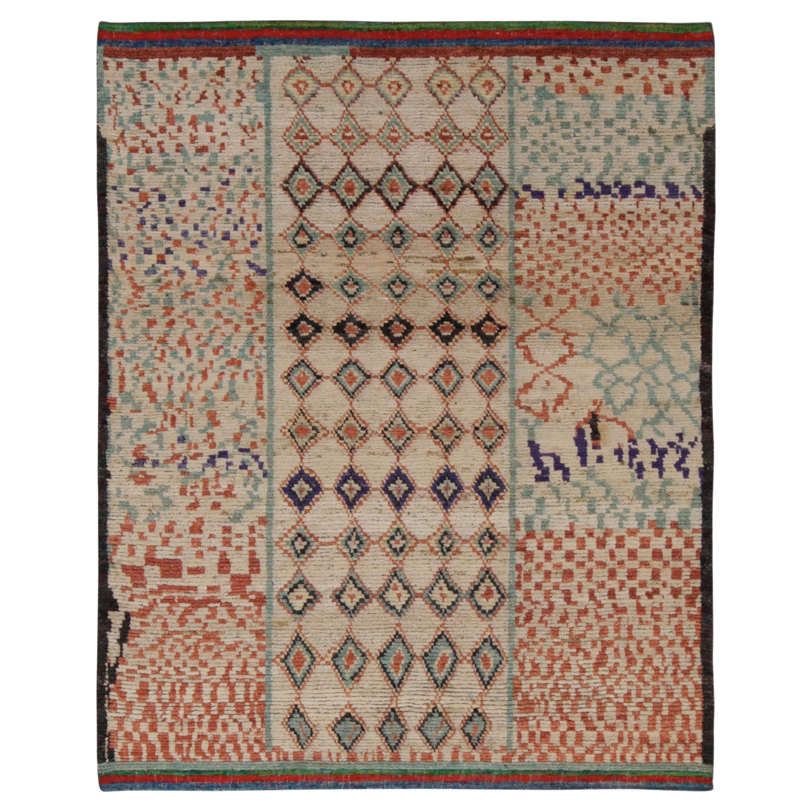 Rug and Kilim’s Moroccan style rug in Beige-Brown, Red and Green ...