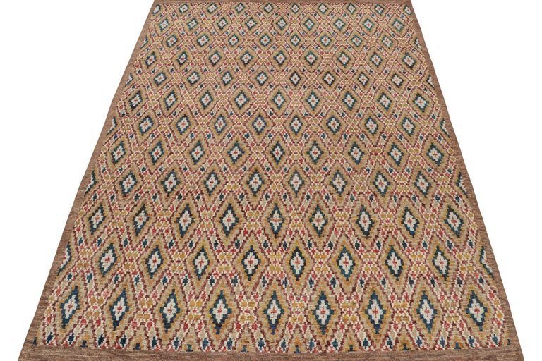 Rug and Kilim’s Moroccan Style Rug in Beige with Colorful Diamond ...