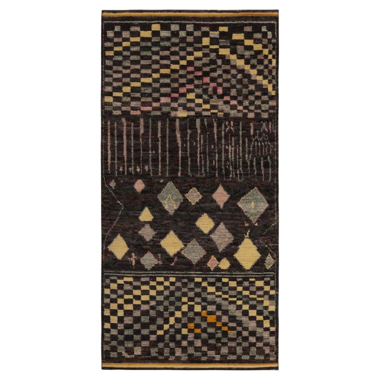 Rug and Kilim’s Moroccan Style Rug in Black with Colorful Geometric ...