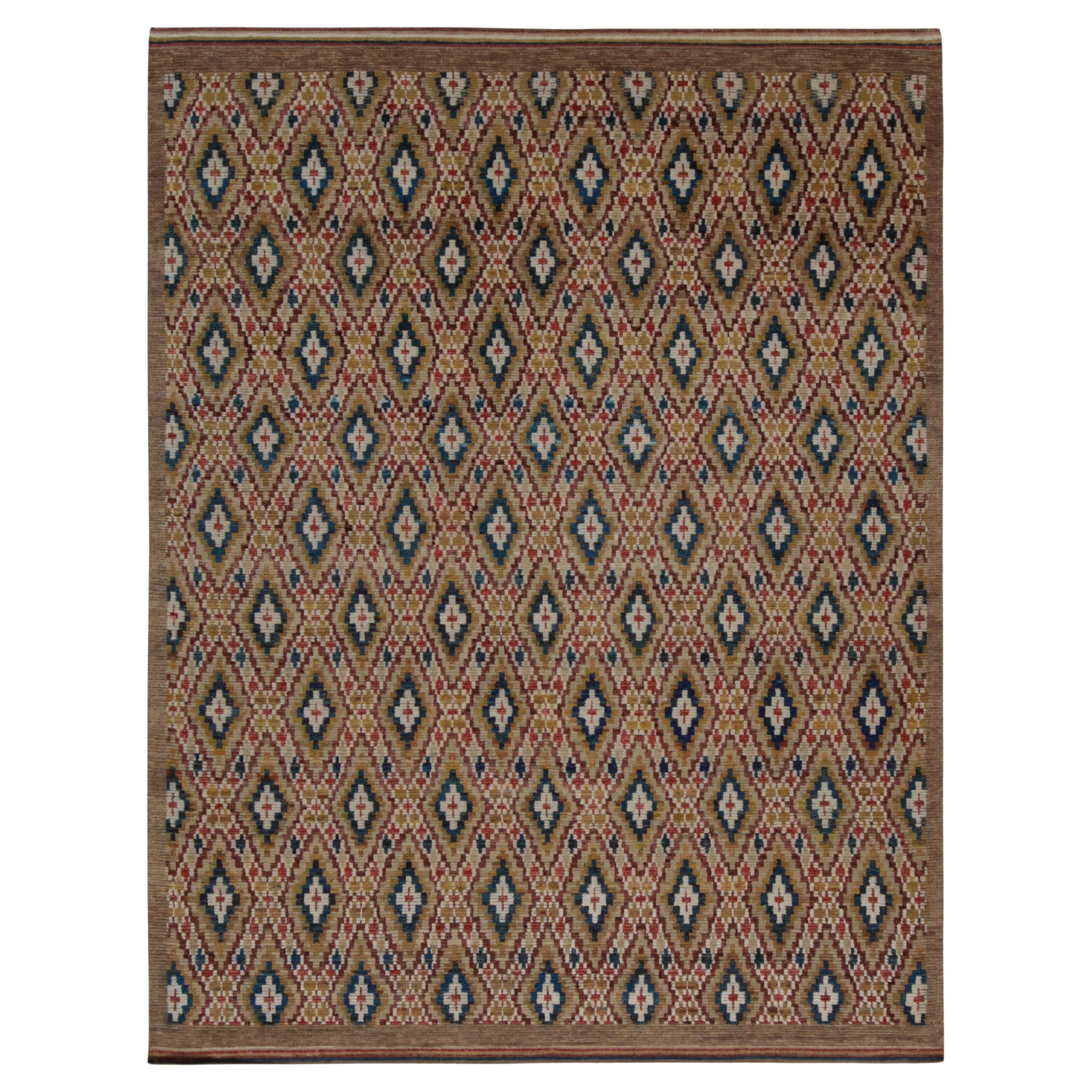 Rug and Kilim’s Moroccan Style Rug in White, Red and Brown Checkered ...