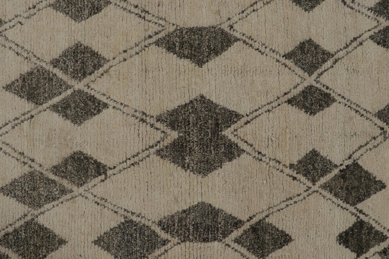 Rug and Kilim’s Moroccan Style Rug in Ivory with Gray Diamond Patterns ...