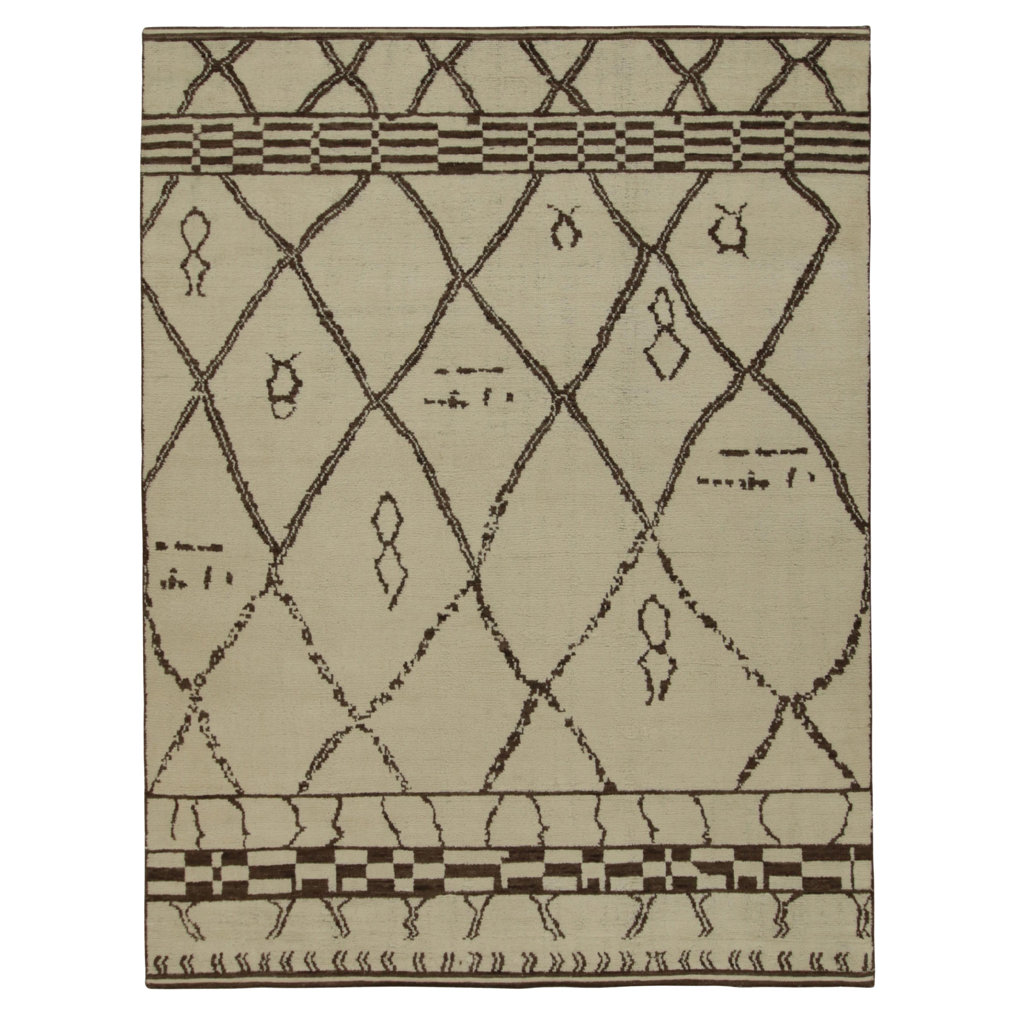 Rug and Kilim's Moroccan Style Rug in Brown and off White Tribal ...