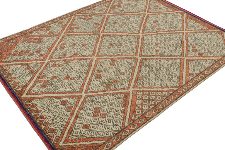 Rug and Kilim’s Moroccan Style Rug in Rust with Beige and Gray ...