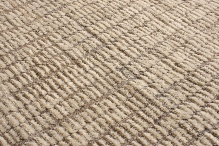 Rug and Kilim’s Moroccan Style Rug in White, Beige Brown High-Low ...