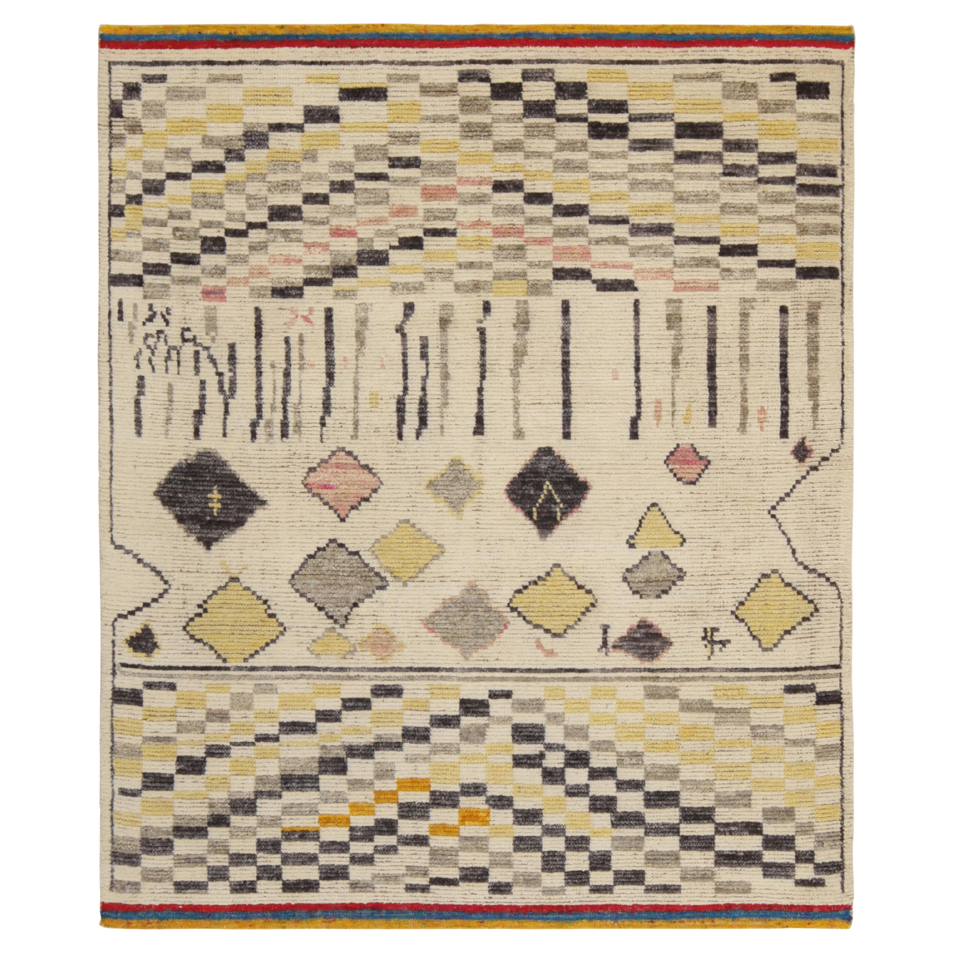 Rug and Kilim's Moroccan Style Rug in White, Gold, Black Geometric ...