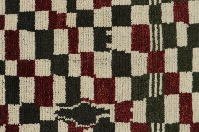 Rug and Kilim’s Moroccan Style Rug in White, Red and Brown Checkered ...