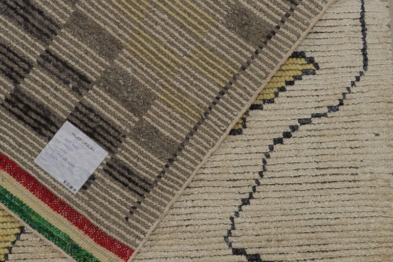 Rug and Kilim’s Moroccan Style Rug in White with Black and Gold ...