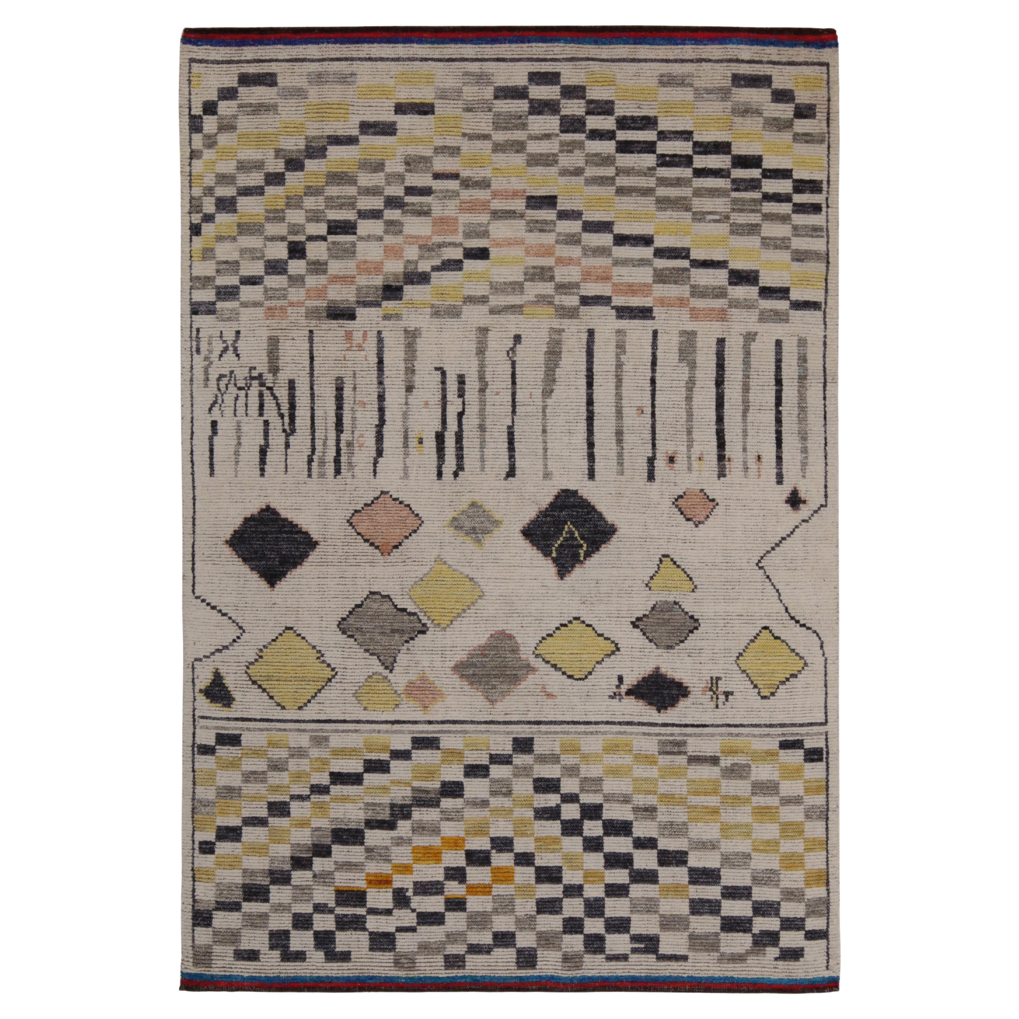 Rug and Kilim’s Moroccan Style Rug in White with Black and Gold ...