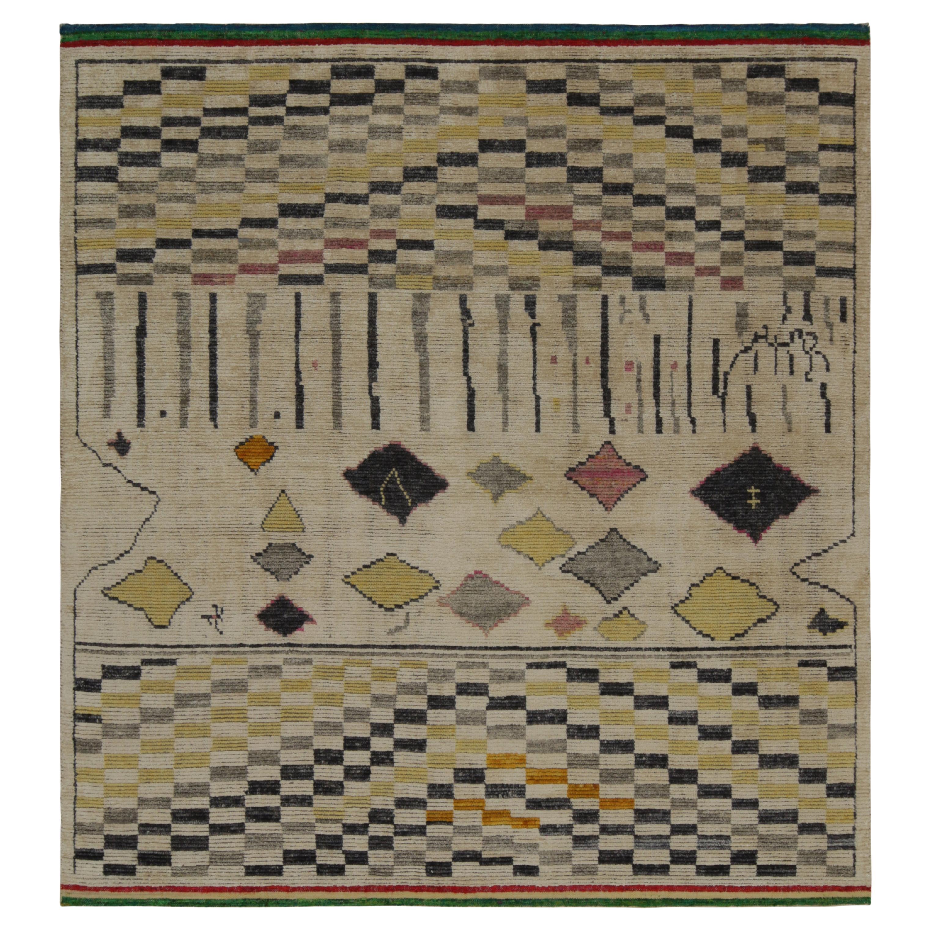 Rug and Kilim’s Moroccan Style Rug in White with Black and Gold ...