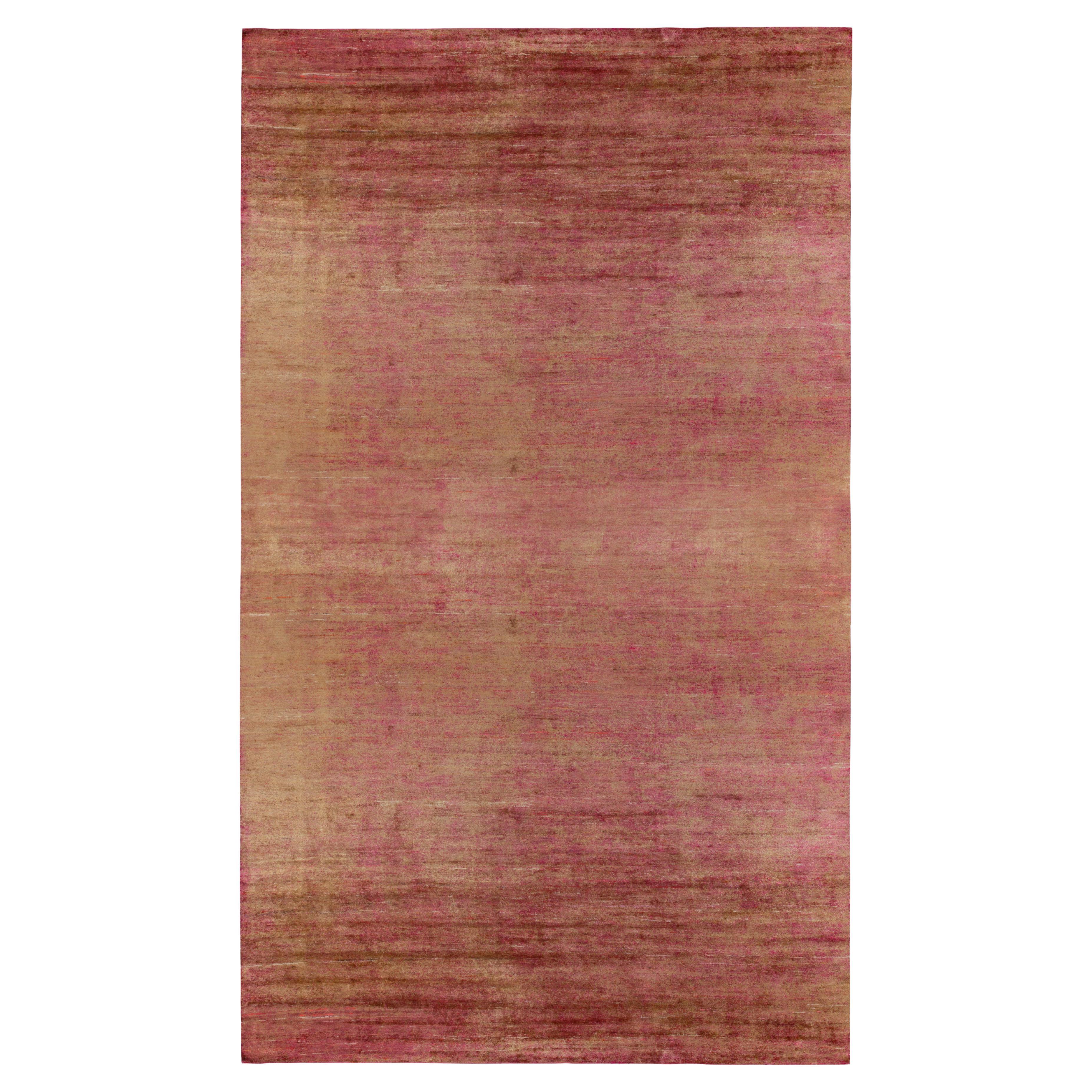 Rug and Kilim’s Oversized Contemporary Rug in Red and Gold Striations ...