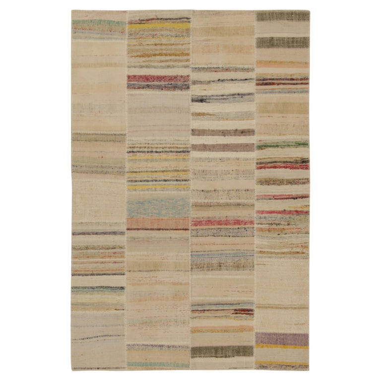 Rug and Kilim’s Patchwork Kilim in Polychromatic Stripes For Sale at ...