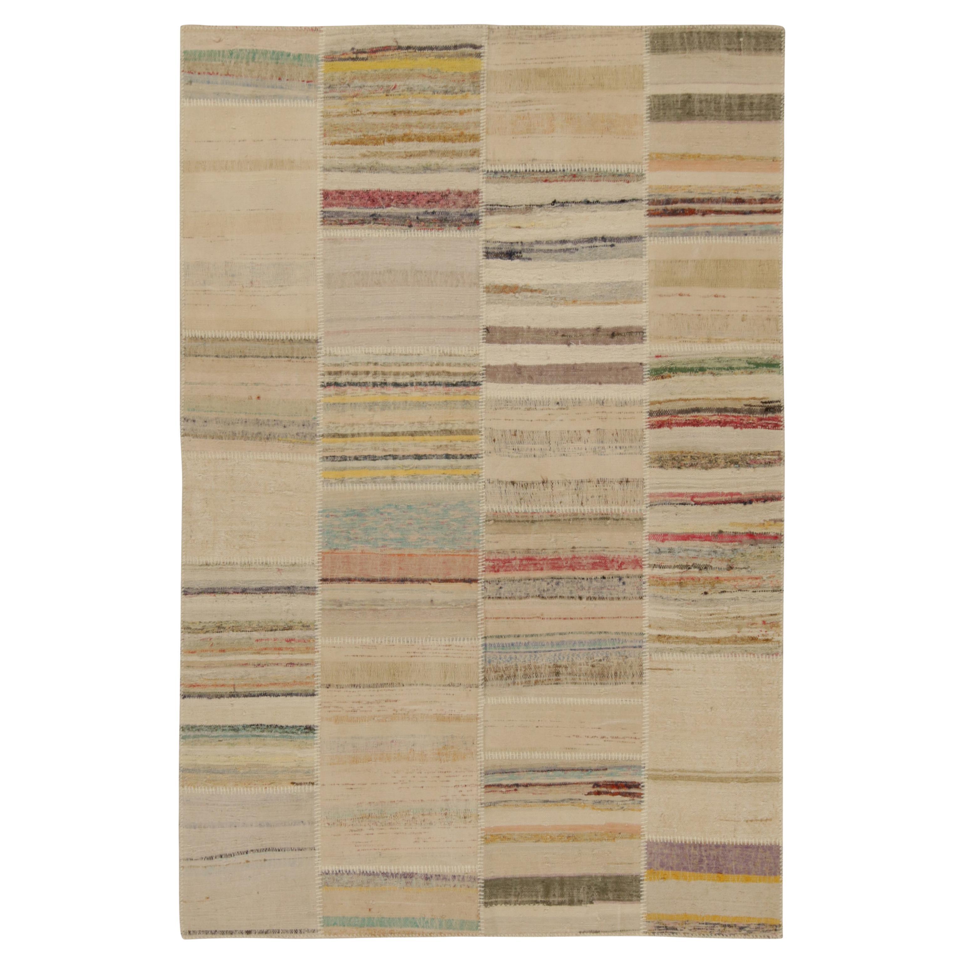 Rug and Kilim’s Patchwork Kilim in Polychromatic Stripes For Sale at ...