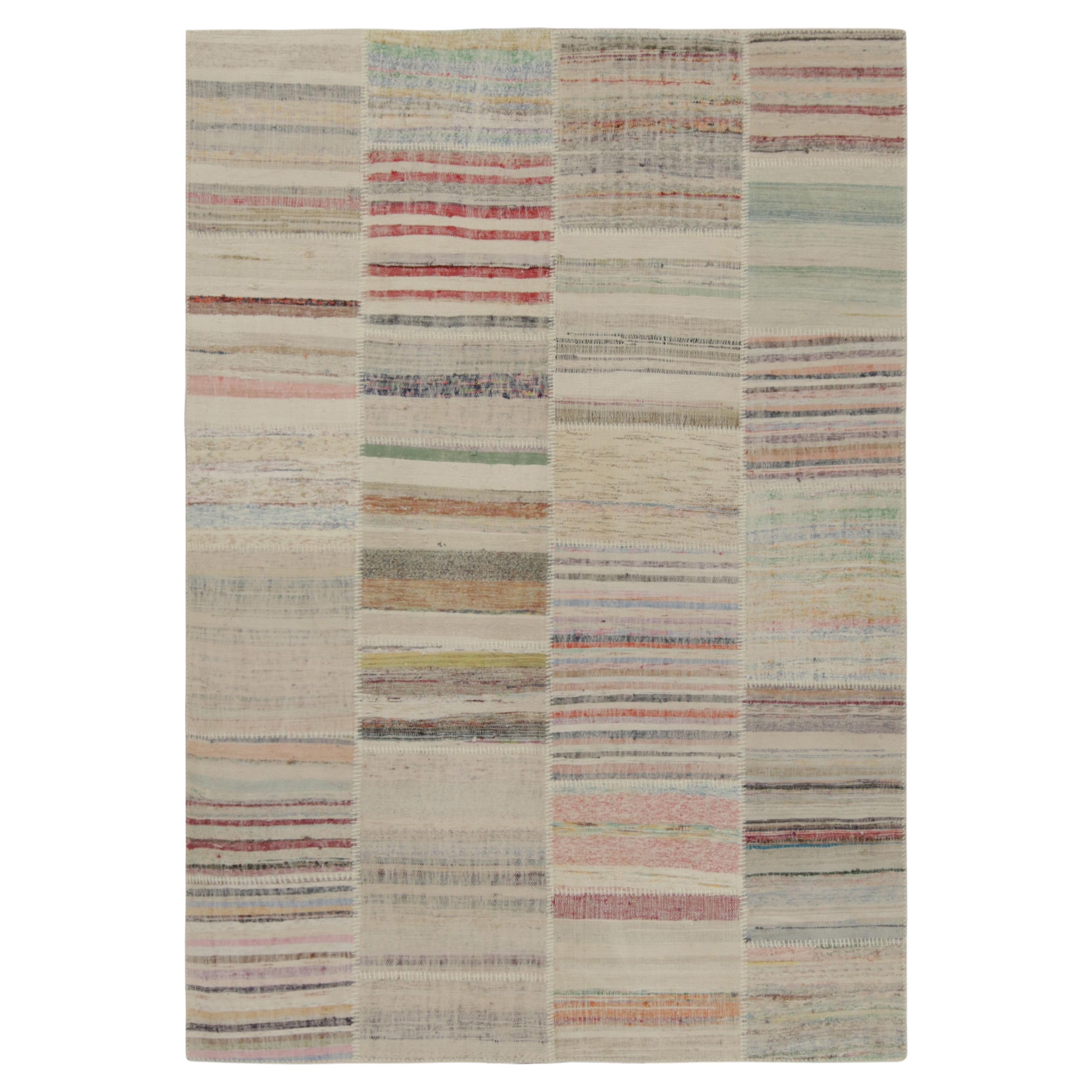 Rug and Kilim’s Patchwork Kilim in Polychromatic Stripes For Sale at ...