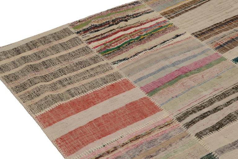 Rug and Kilim’s Patchwork Kilim Rug in Polychromatic Stripes For Sale ...