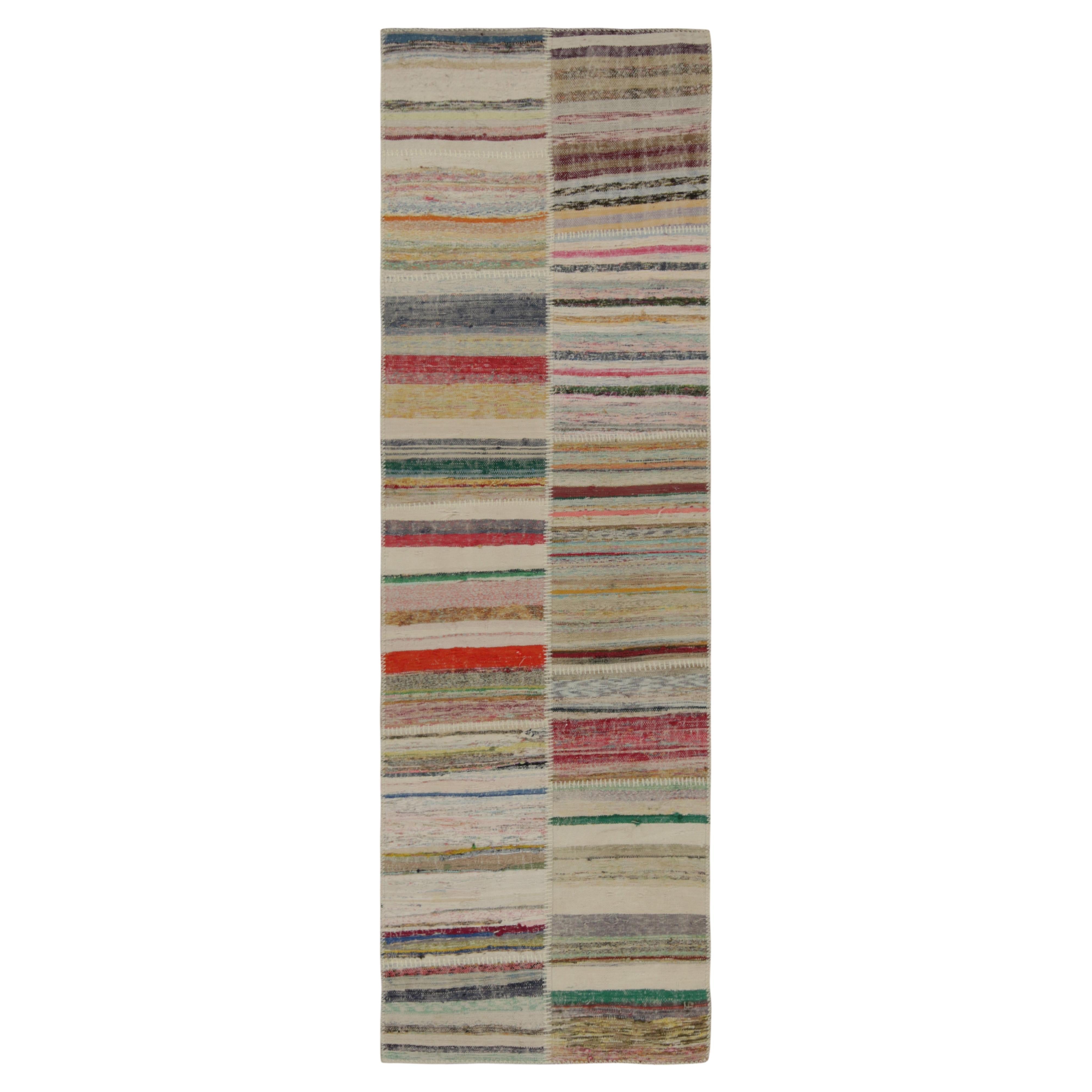 Rug and Kilim’s Patchwork Modern Geometric Beige Brown Wool Colorful ...