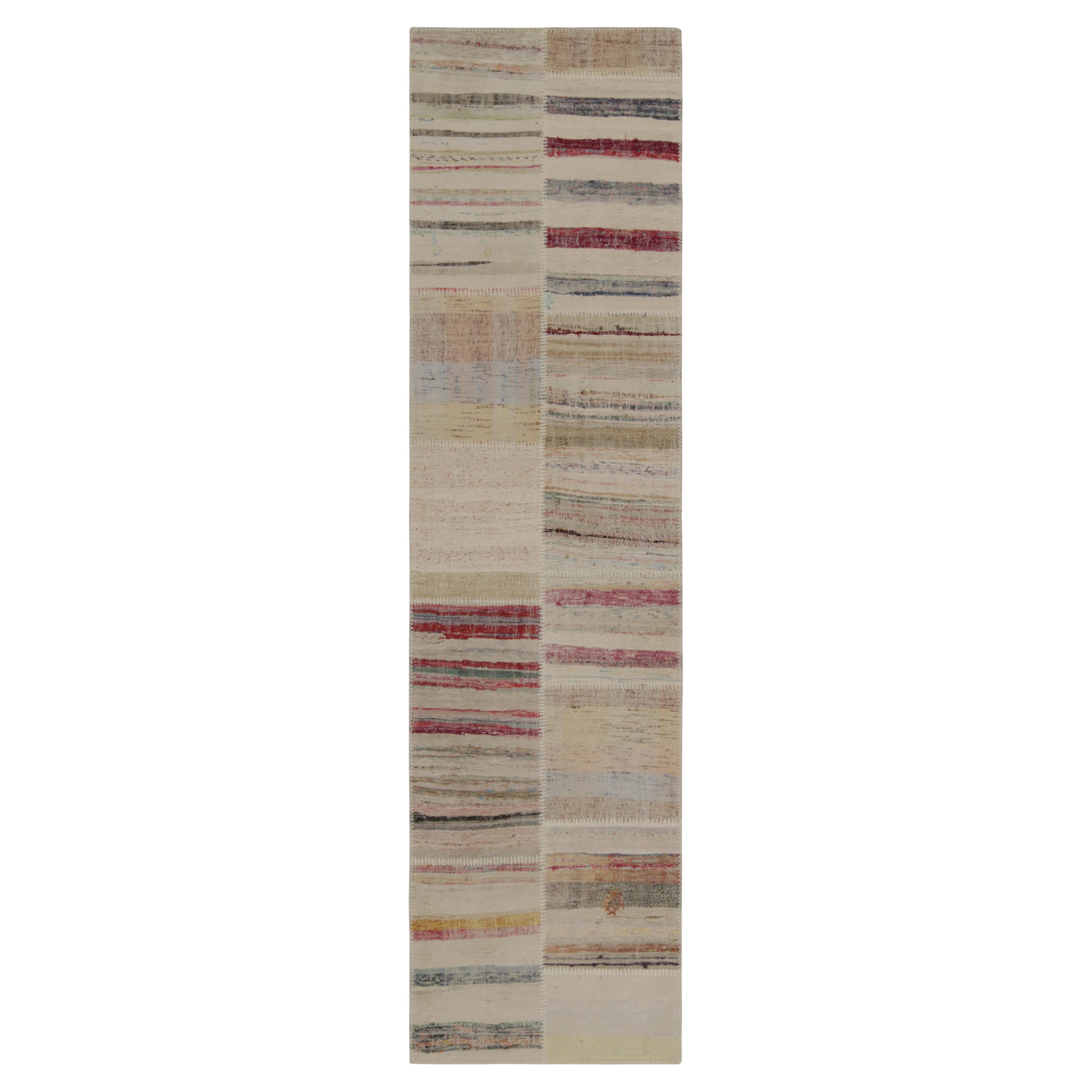 Rug and Kilim’s Patchwork Kilim Runner in Polychromatic Stripes For ...