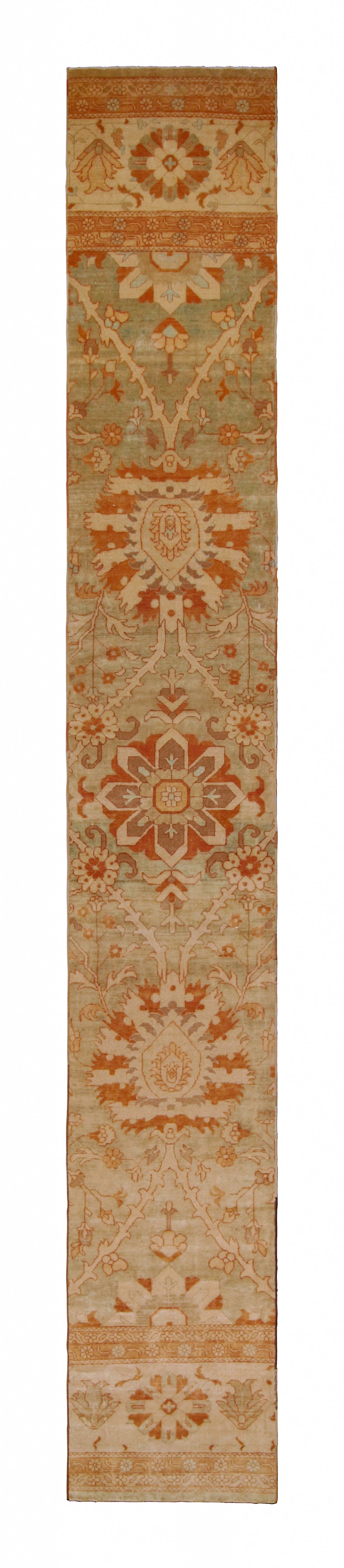 Rug and Kilim’s Persian Sultanabad Style Runner with Orange and Blue ...