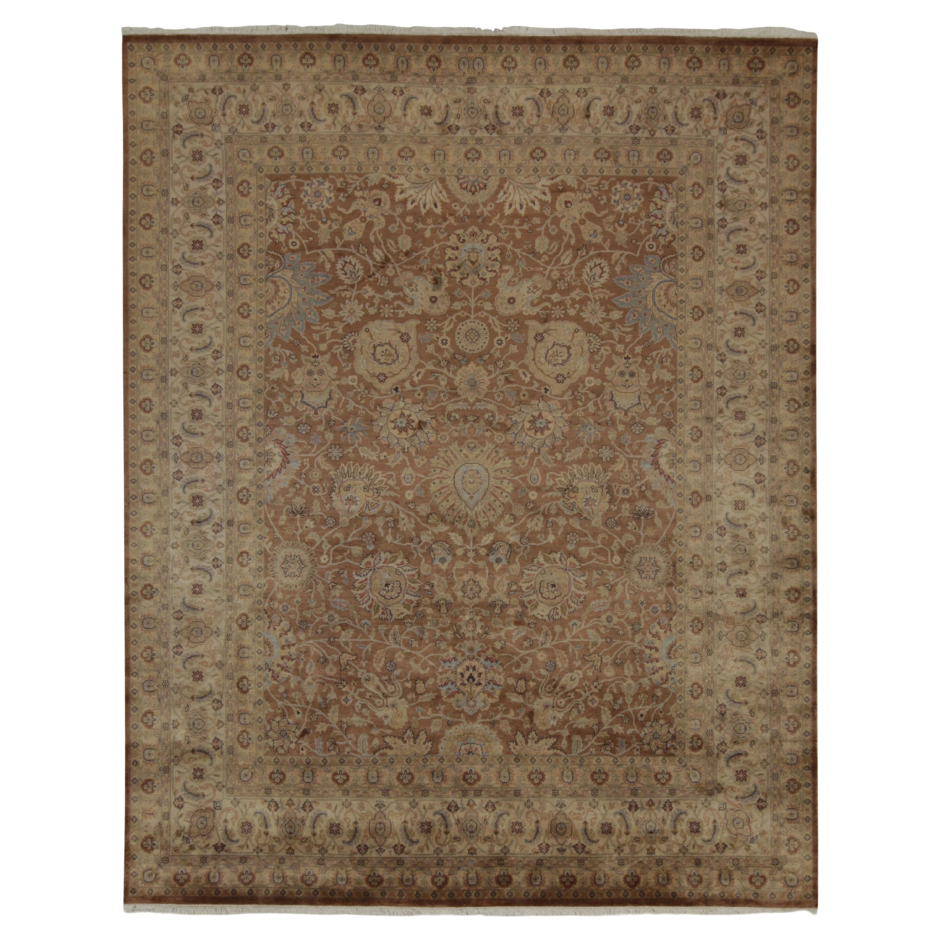 Rug and Kilim’s Classic Tabriz style rug in Brown, Blue and Gold Floral ...