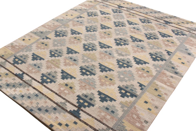 Rug and Kilim’s Scandanavian Style Kilim Rug in Blue and Beige ...