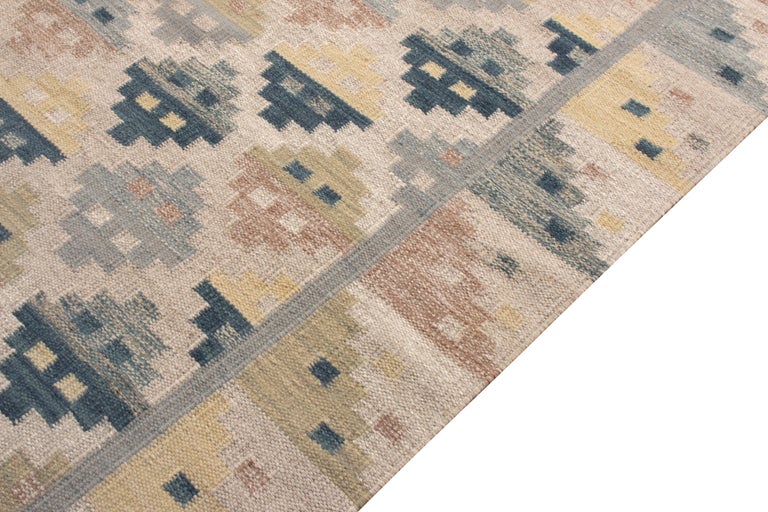 Rug and Kilim’s Scandanavian Style Kilim Rug in Blue and Beige ...