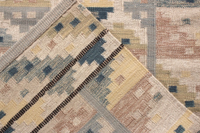 Rug and Kilim’s Scandanavian Style Kilim Rug in Blue and Beige ...