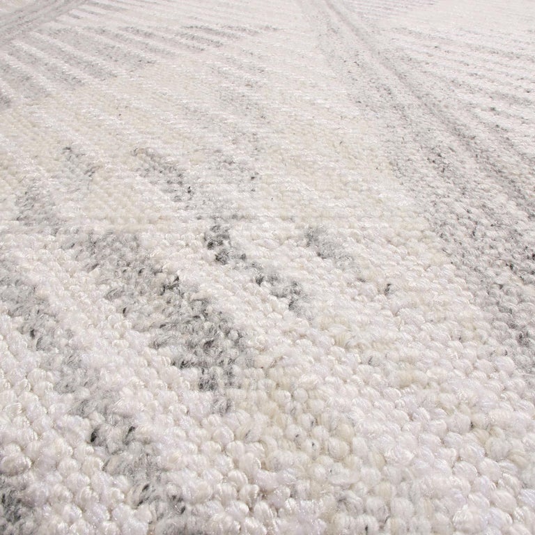 Rug and Kilim’s Scandinavian-Inspired Geometric Gray-White Natural Wool ...