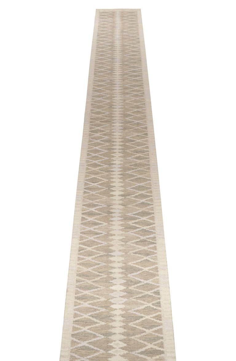 Rug and Kilim’s Scandinavian Kilim Style Oversized Runner in Beige and ...
