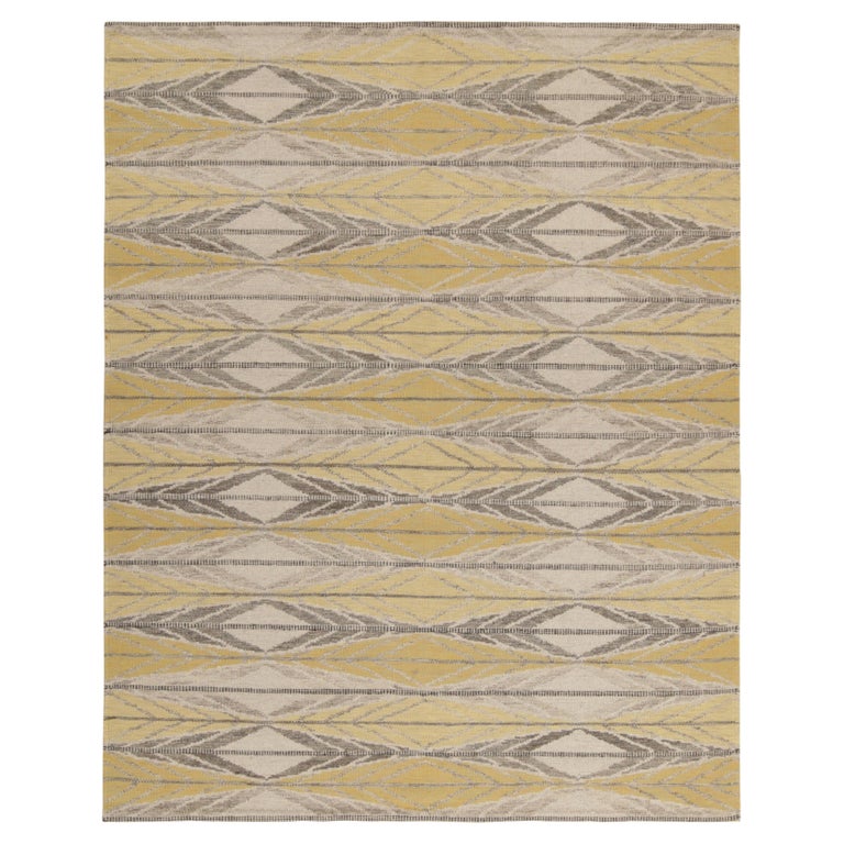 Rug and Kilim’s Scandinavian Style Custom Kilim in Gold and Gray ...